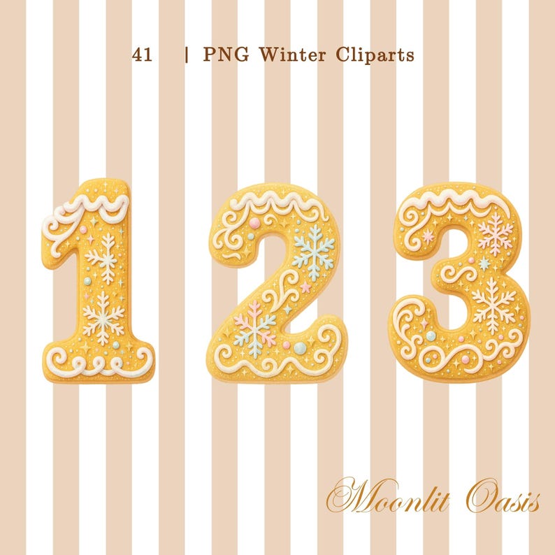 Gingerbread Alphabet Clipart, Christmas Cookie Letters (PNG) - Etsy