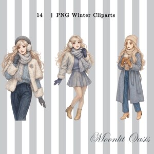 Winter Fashion Girl Clipart | Cozy Women PNG Stickers (digital Download ...