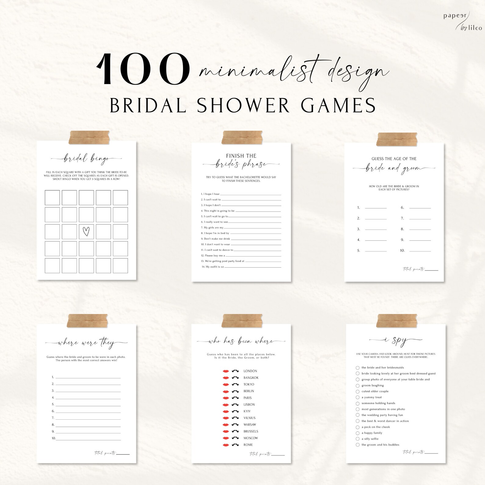 Bridal Shower Games Minimalist Wedding Shower Games Printable Bridal