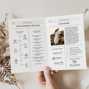 Newspaper Wedding Program Template, Editable Wedding Newspaper Program ...