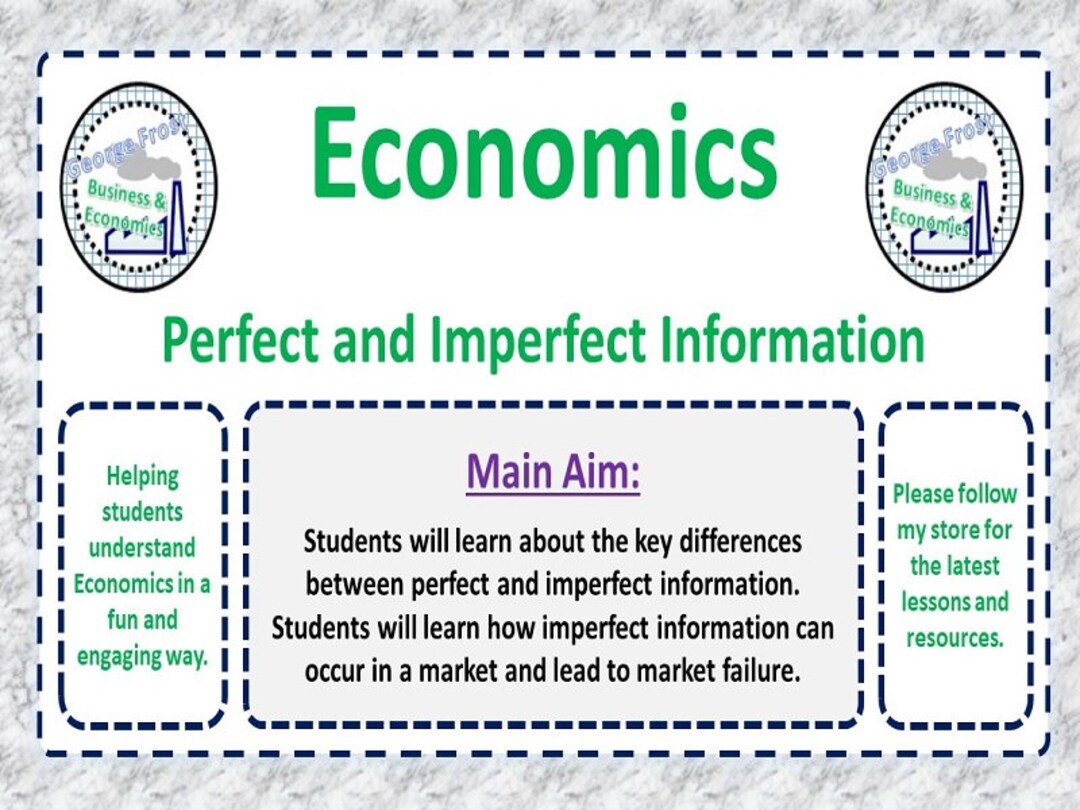 Perfect and Imperfect Information – Behavioural Economics - Microeconomics Lesson / Teacher ...