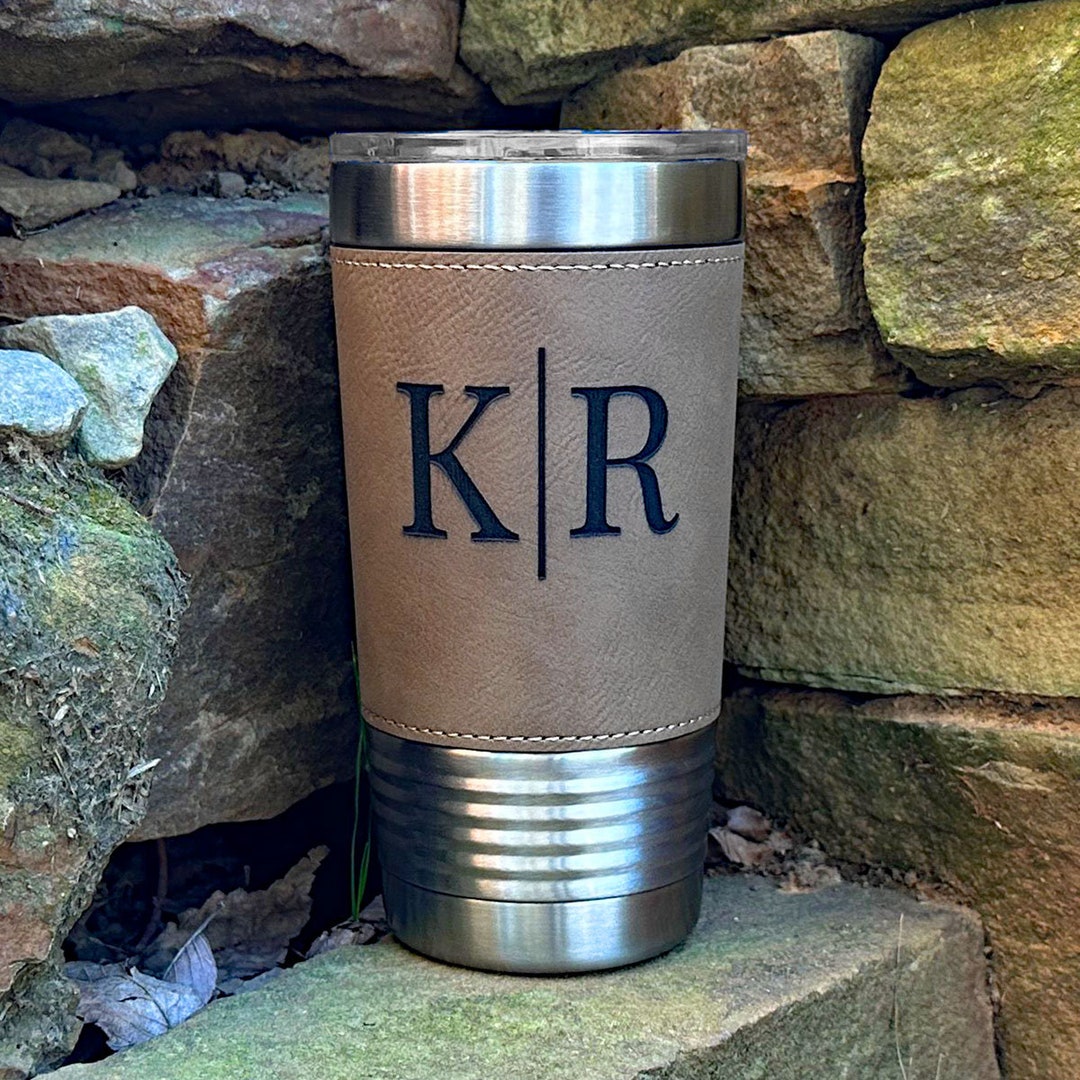 Personalized Laser Engraved Leatherette - INITIALS - 20 Oz. Tumbler ...