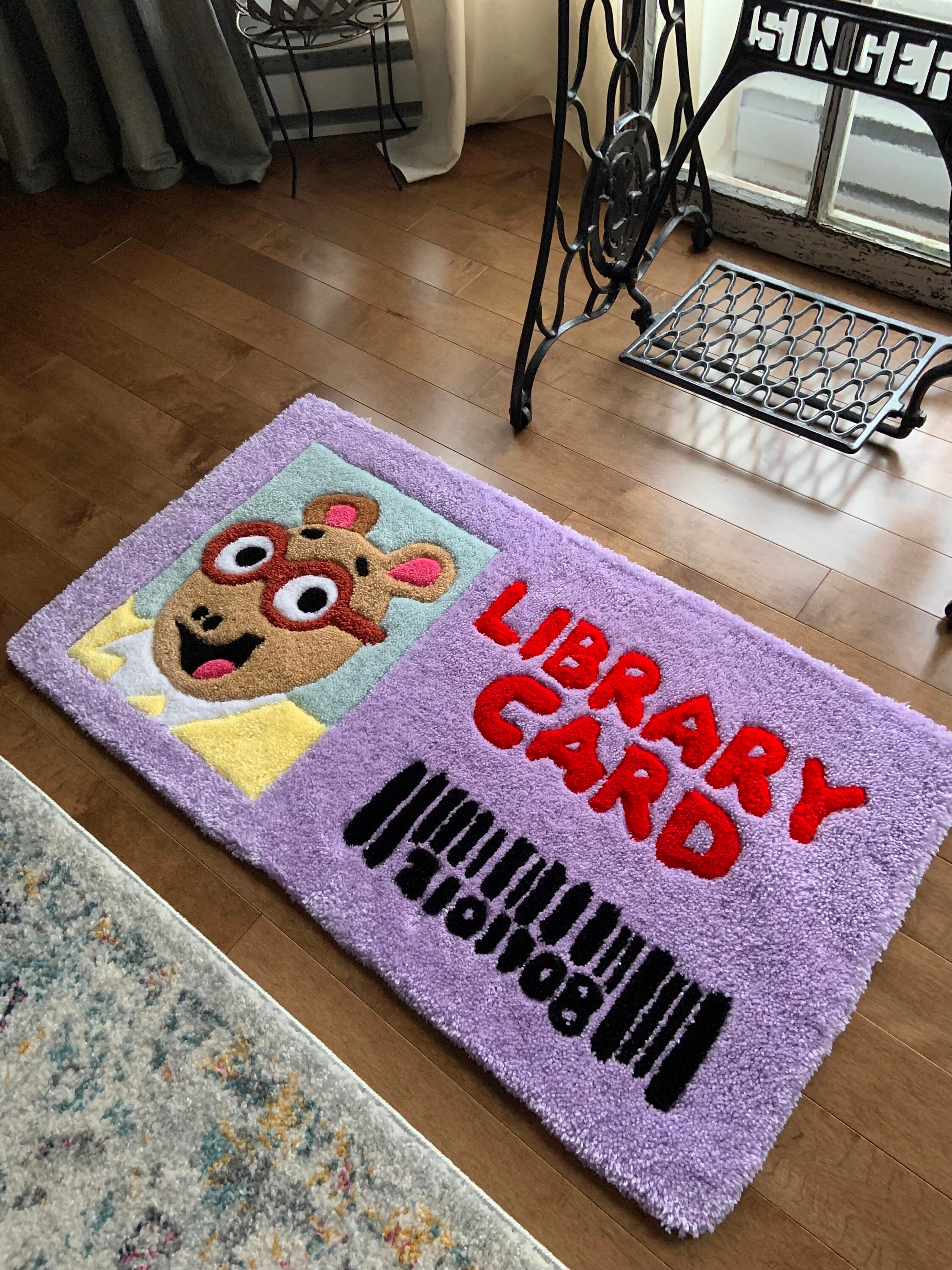 Nostalgic Arthur Library Card Hand Tufted Rug - Etsy