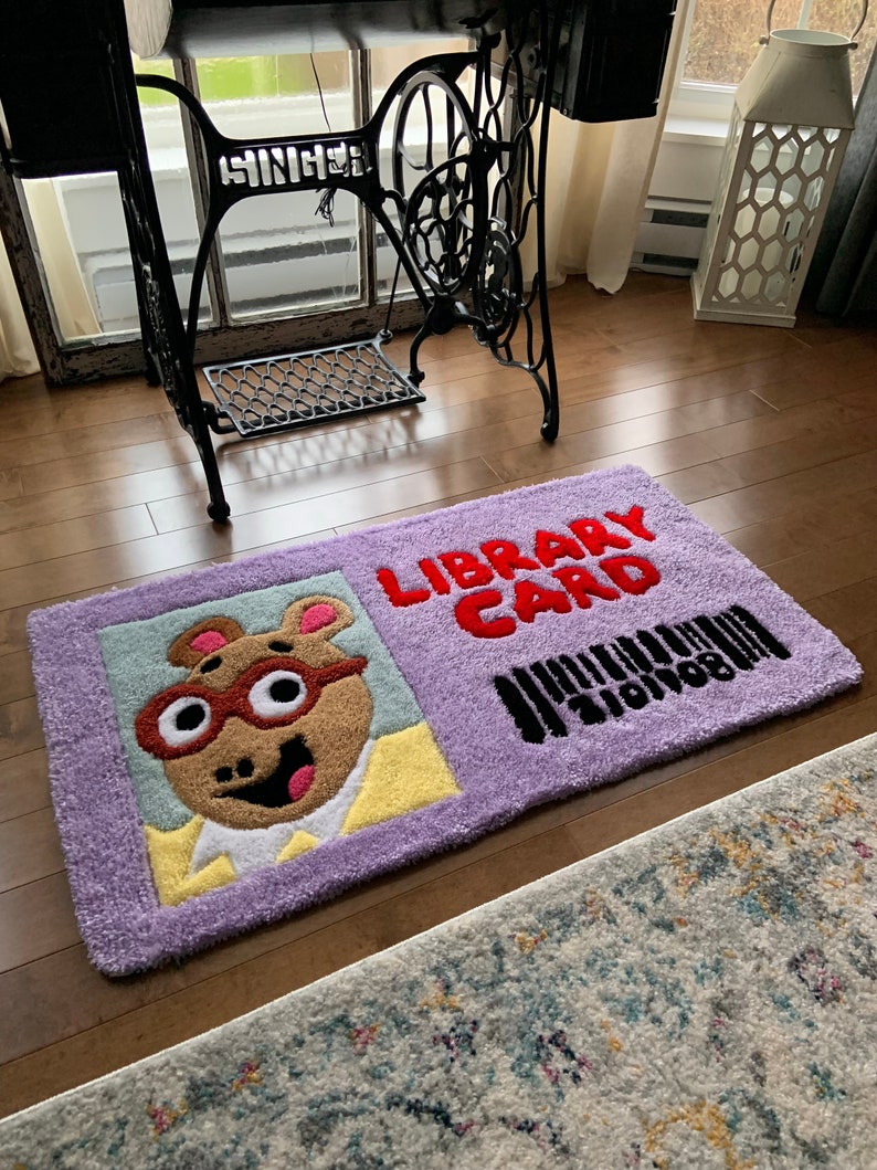 Nostalgic Arthur Library Card Hand Tufted Rug - Etsy