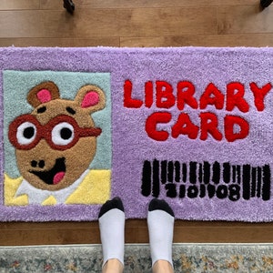 Nostalgic Arthur Library Card Hand Tufted Rug - Etsy