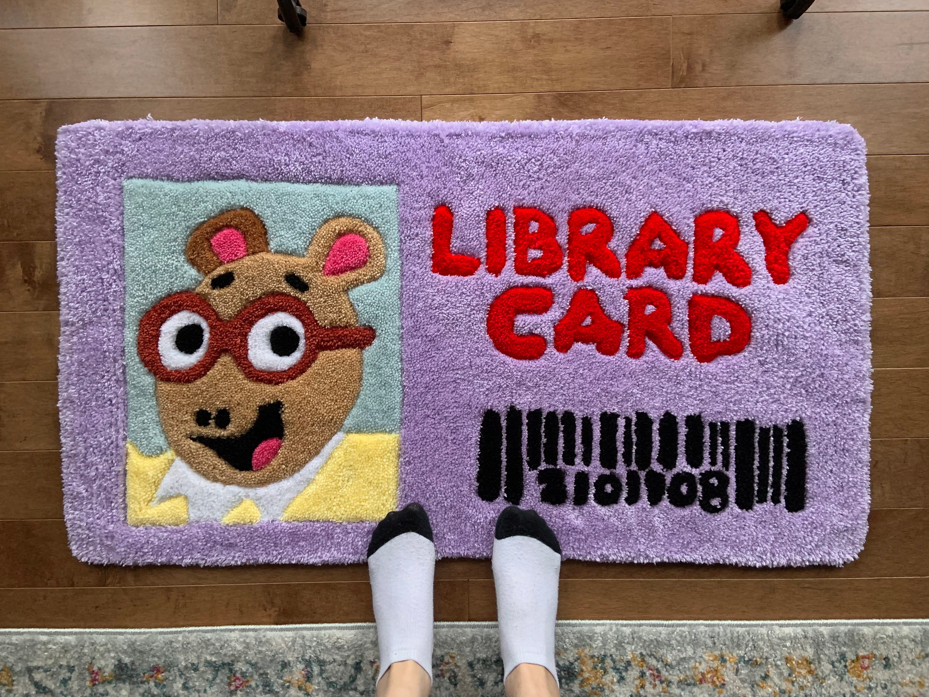 Nostalgic Arthur Library Card Hand Tufted Rug - Etsy