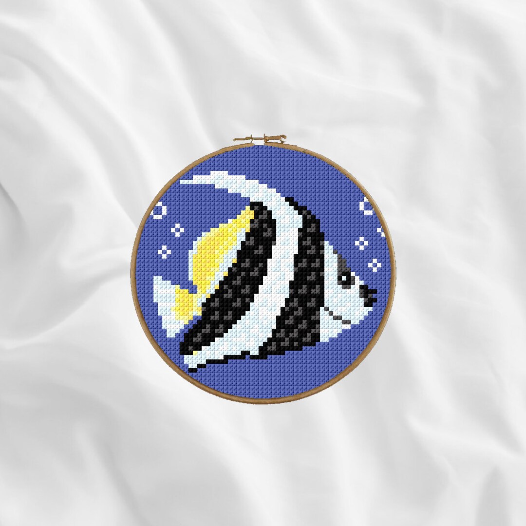 Reef Bannerfish Cross Stitch Pattern Tropical Fish Cross Stitch Pattern ...