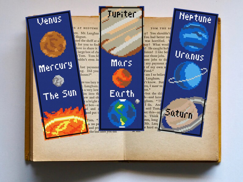 Solar System Bookmark Cross Stitch Pattern 3. Instant Download Pdf ...