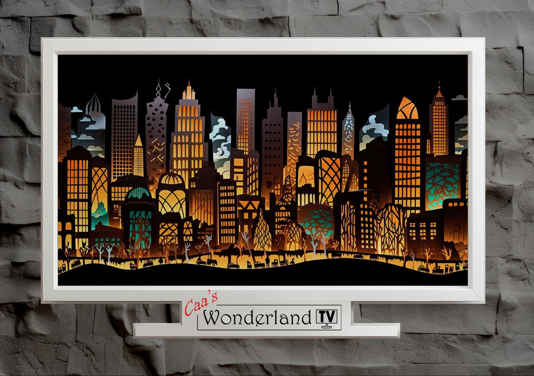 Cityscape Samsung the Frame TV Art, Papercut Lightbox Style, 3D Effect ...