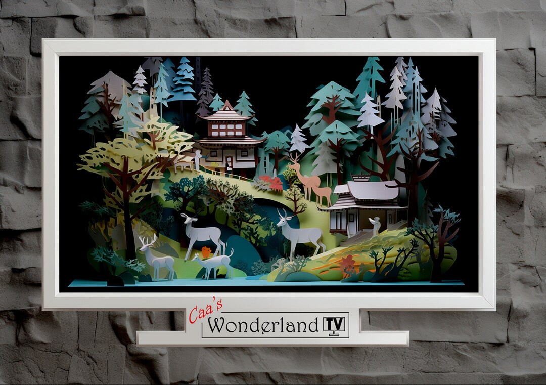 Forest Living Samsung the Frame TV Art, Papercut Lightbox Style, 3D ...