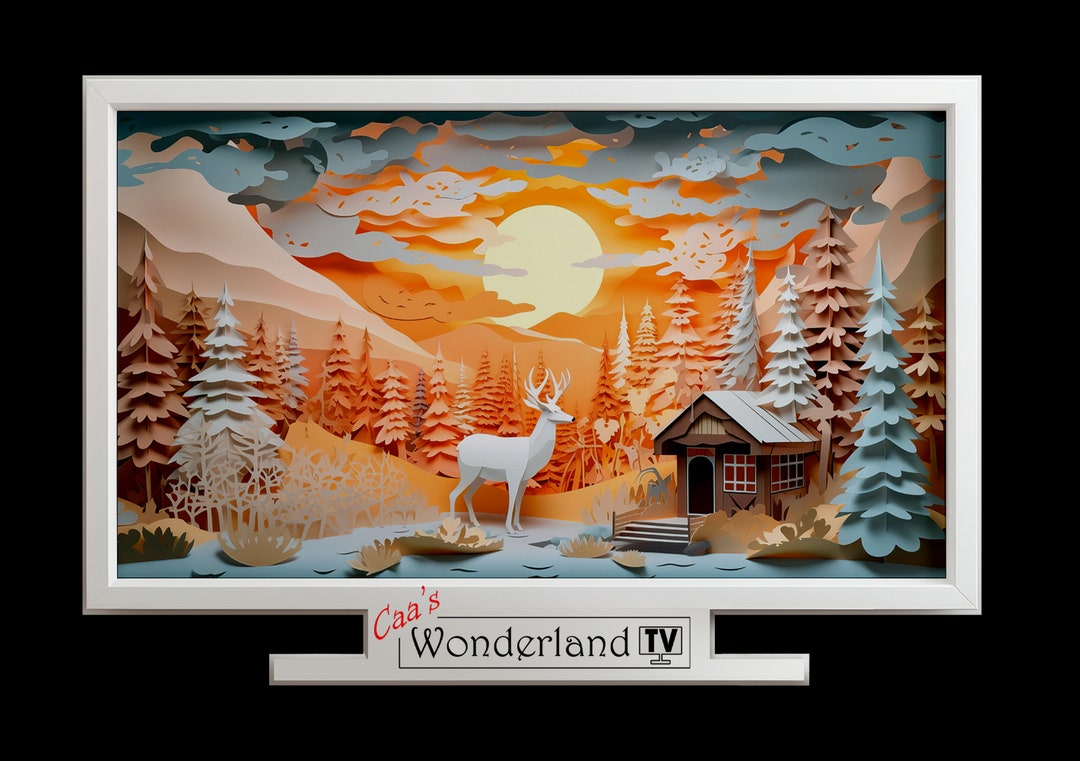 Mountain Landscape Samsung the Frame TV Art, Papercut Lightbox Style ...