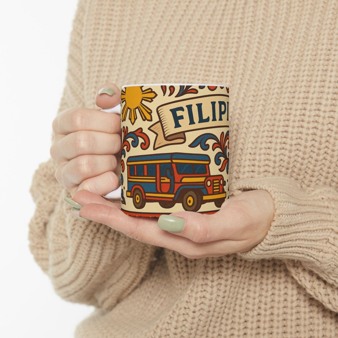 Filipino Style Ceramic Mug With Jeepney, Philippines Souvenir Coffee ...