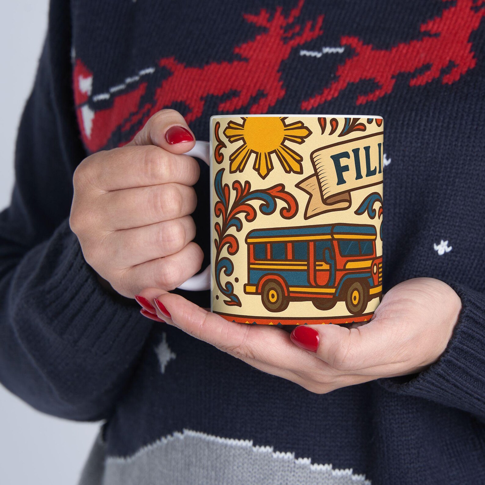 Filipino Style Ceramic Mug With Jeepney, Philippines Souvenir Coffee ...