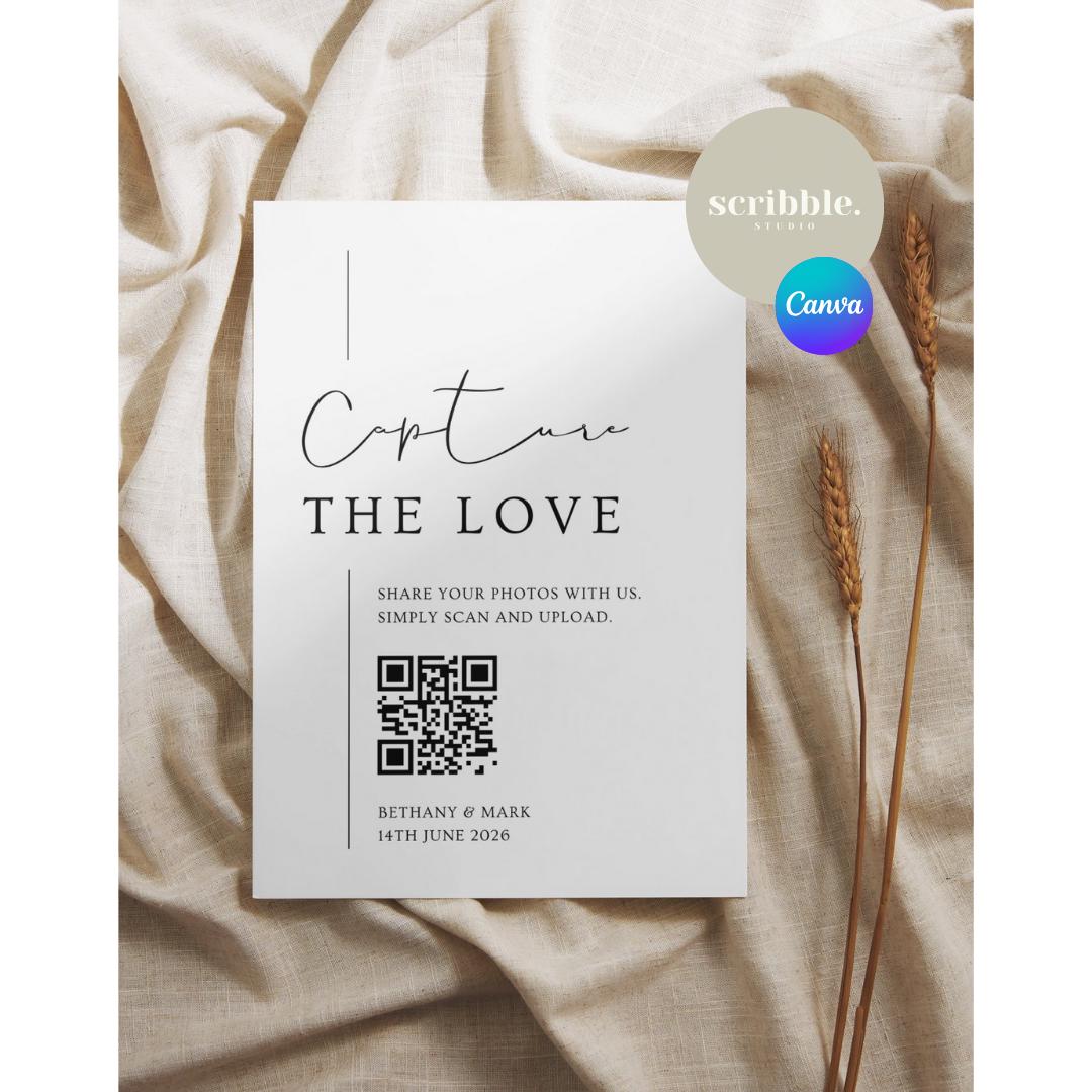 Capture the Love Wedding Sign | DIY Wedding | Wedding | Minimalist | QR ...