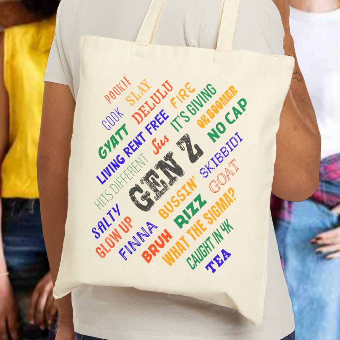Gen Z Slang Tote Bag, Perfect Gift for Teens, Gen Z Cotton Canvas Tote ...