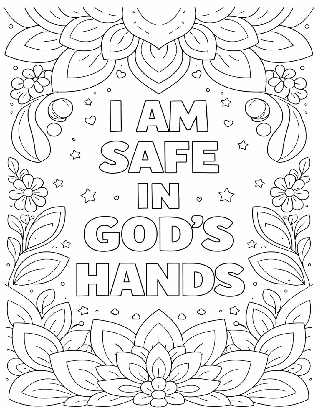 I Am Safe in God's Hands Coloring Page for Older Children & Teens ...