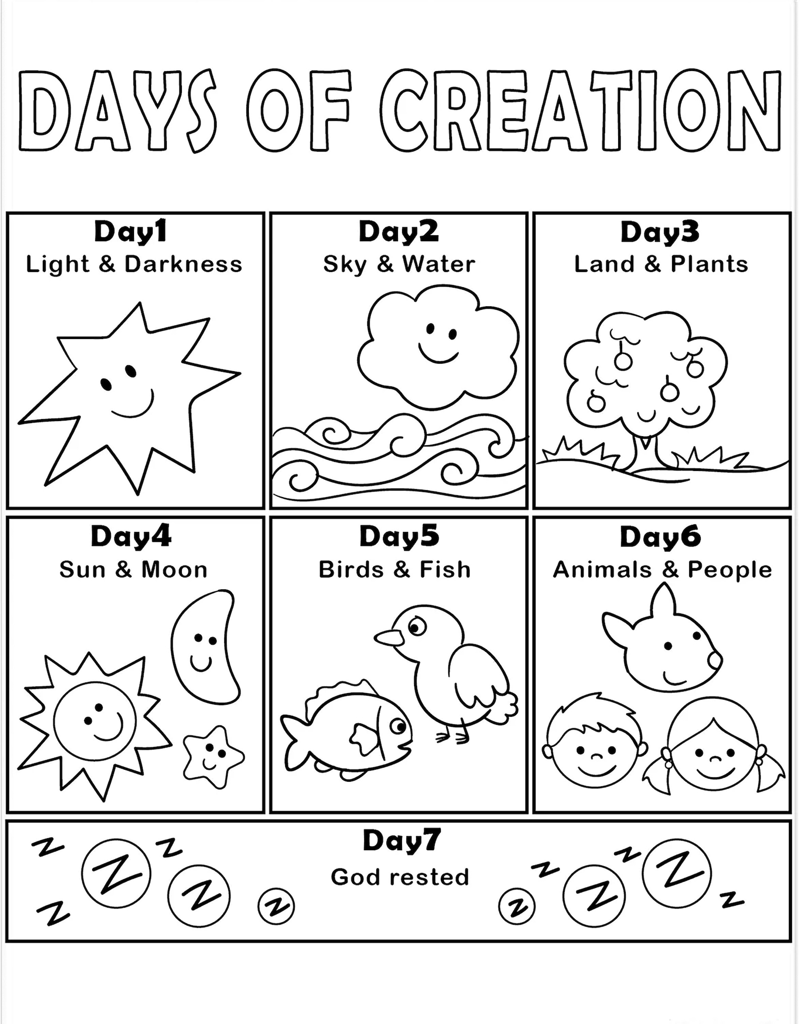 Days of Creation Coloring Page - Etsy