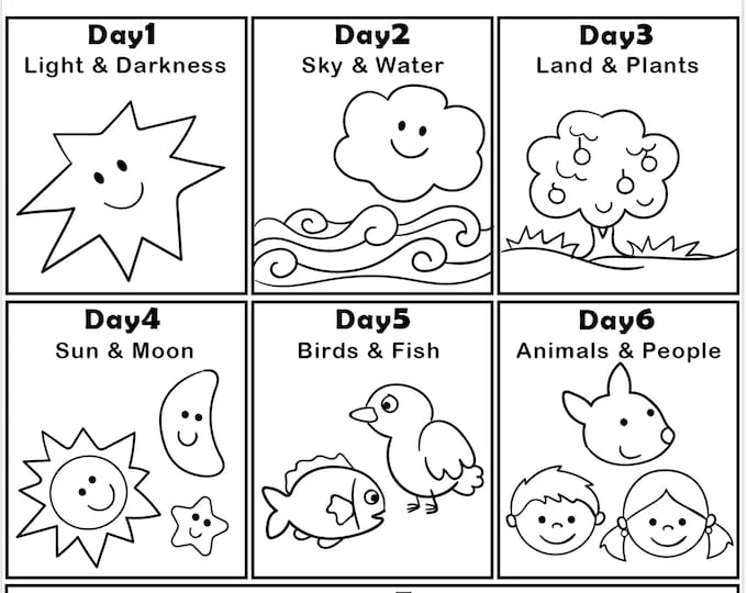 7 Days of Creation Coloring Pages for Kids Instant Download and ...