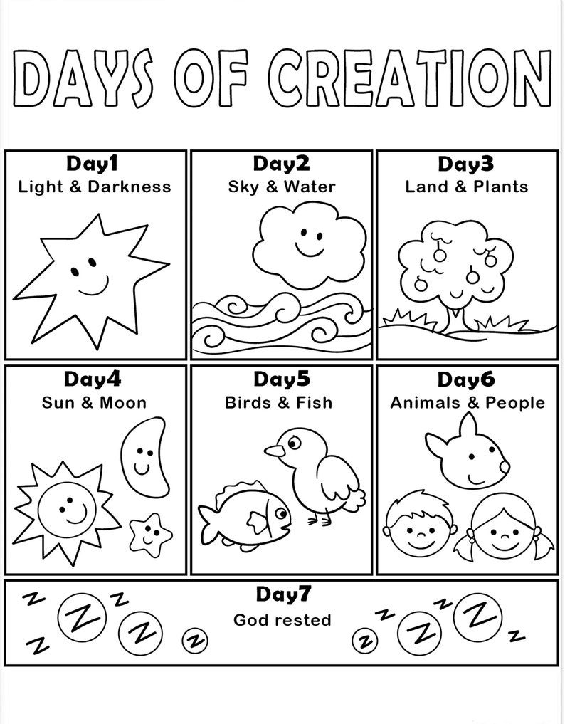 Days of Creation Coloring Page - Etsy