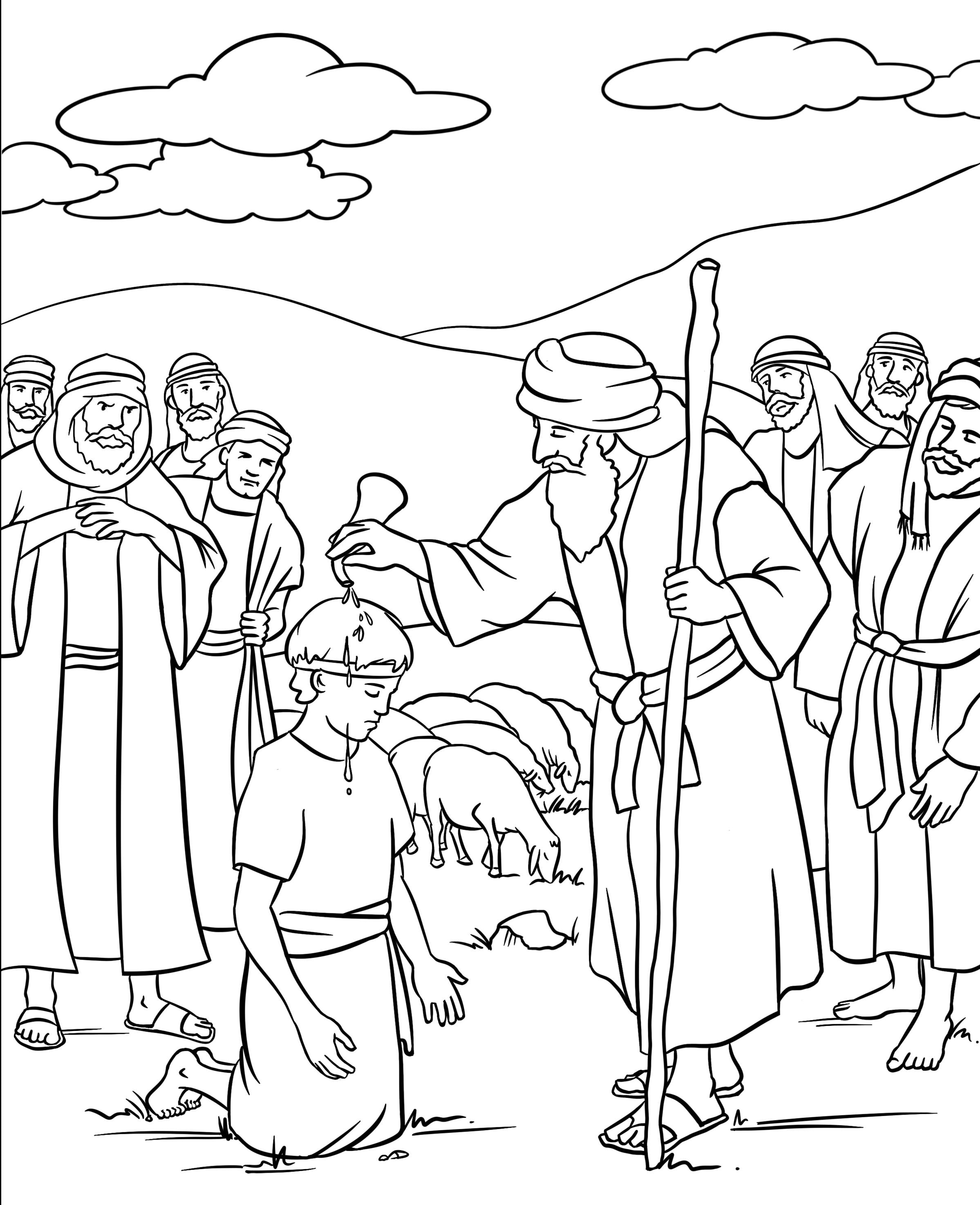 David is Anointed by Samuel Coloring Page - Etsy