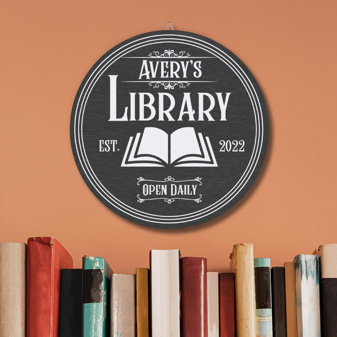 Personalized Library Sign, Home Library Sign, Custom Library Sign ...