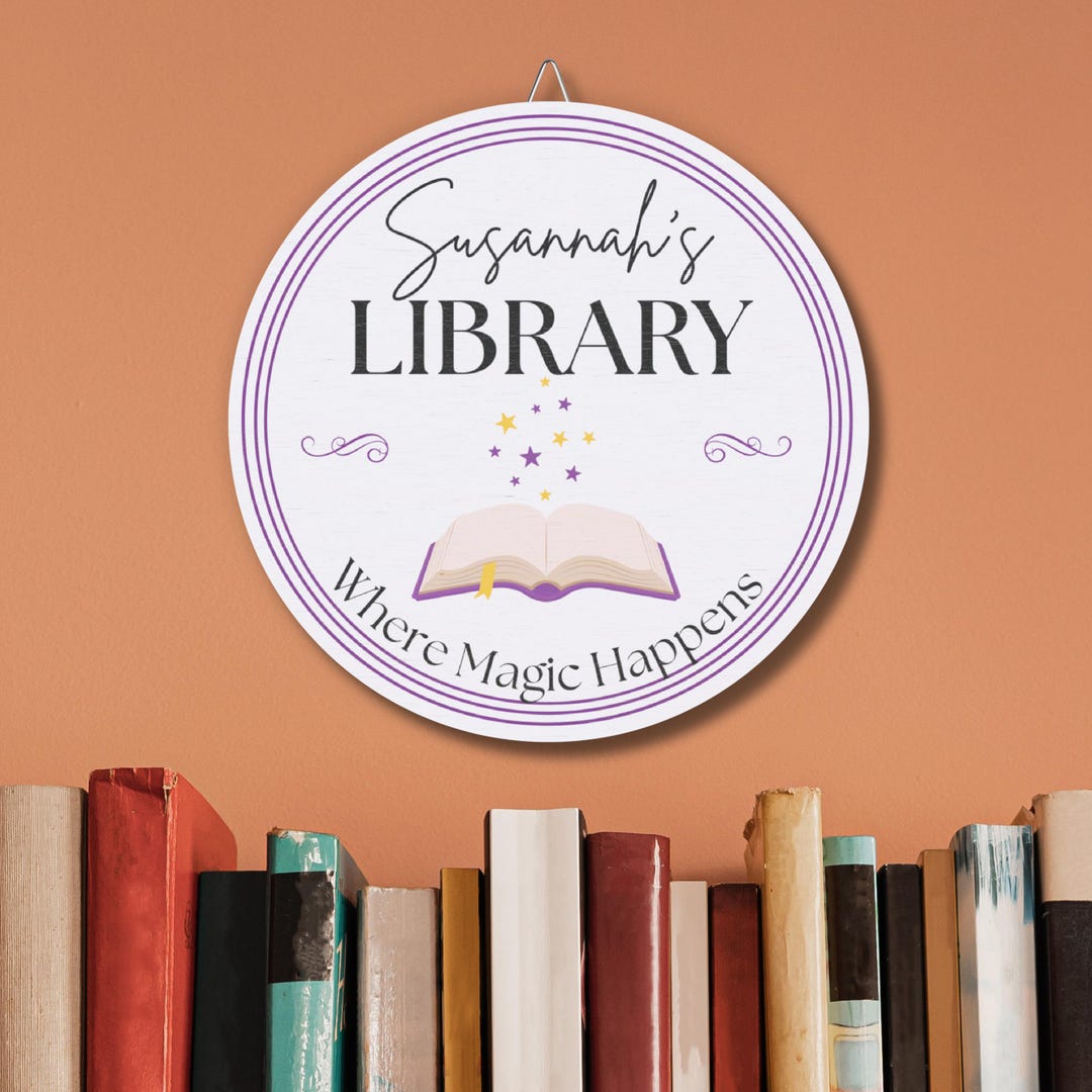 Personalized Library Sign, Home Library Sign, Custom Library Sign ...