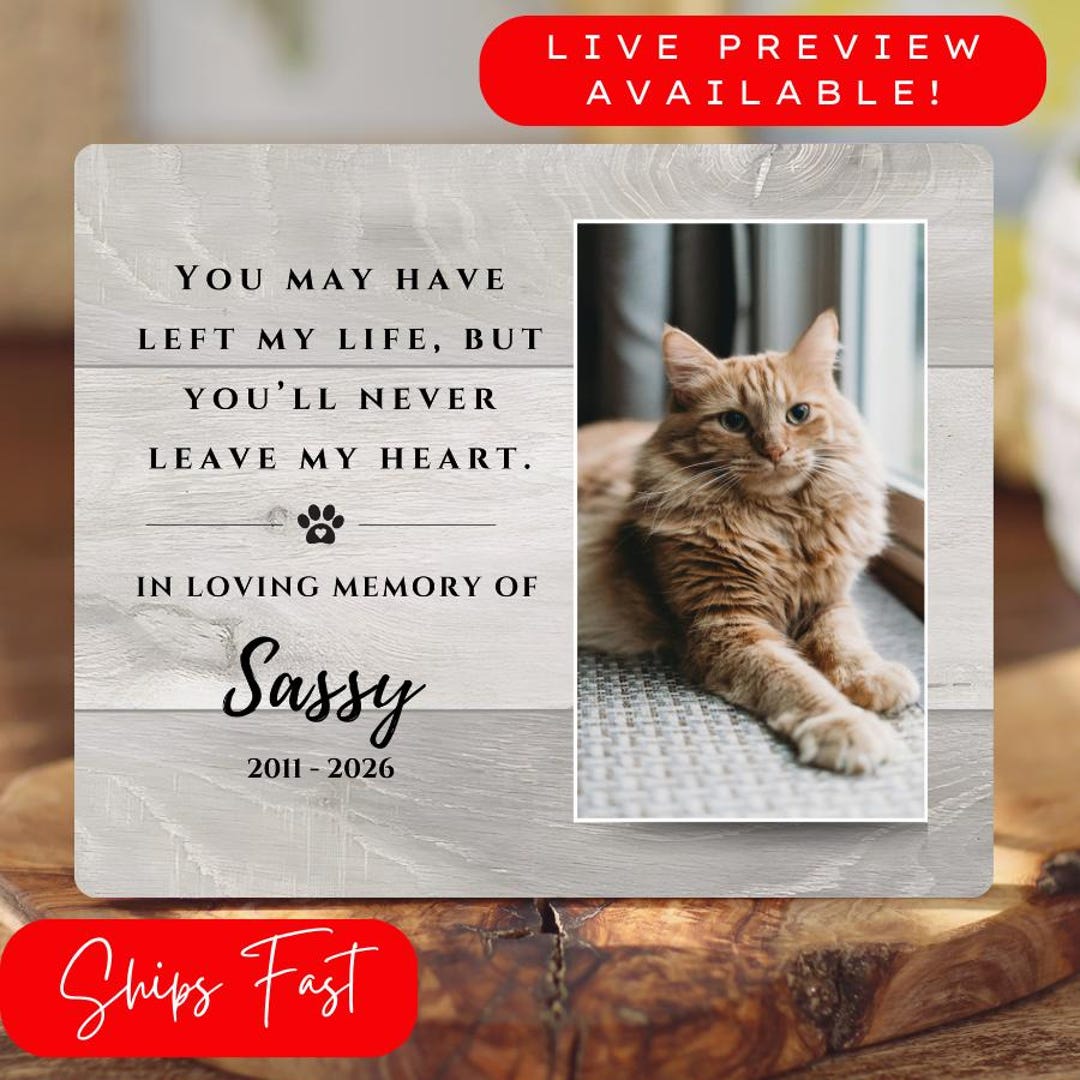 Cat Memorial Gift, Personalized Pet Memorial Picture Frame, Custom Cat ...