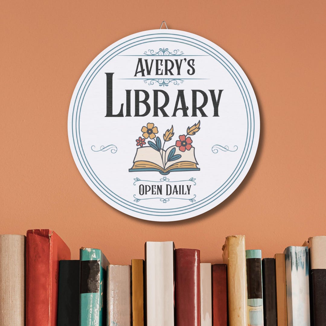 Personalized Library Sign, Home Library Sign, Custom Library Sign ...