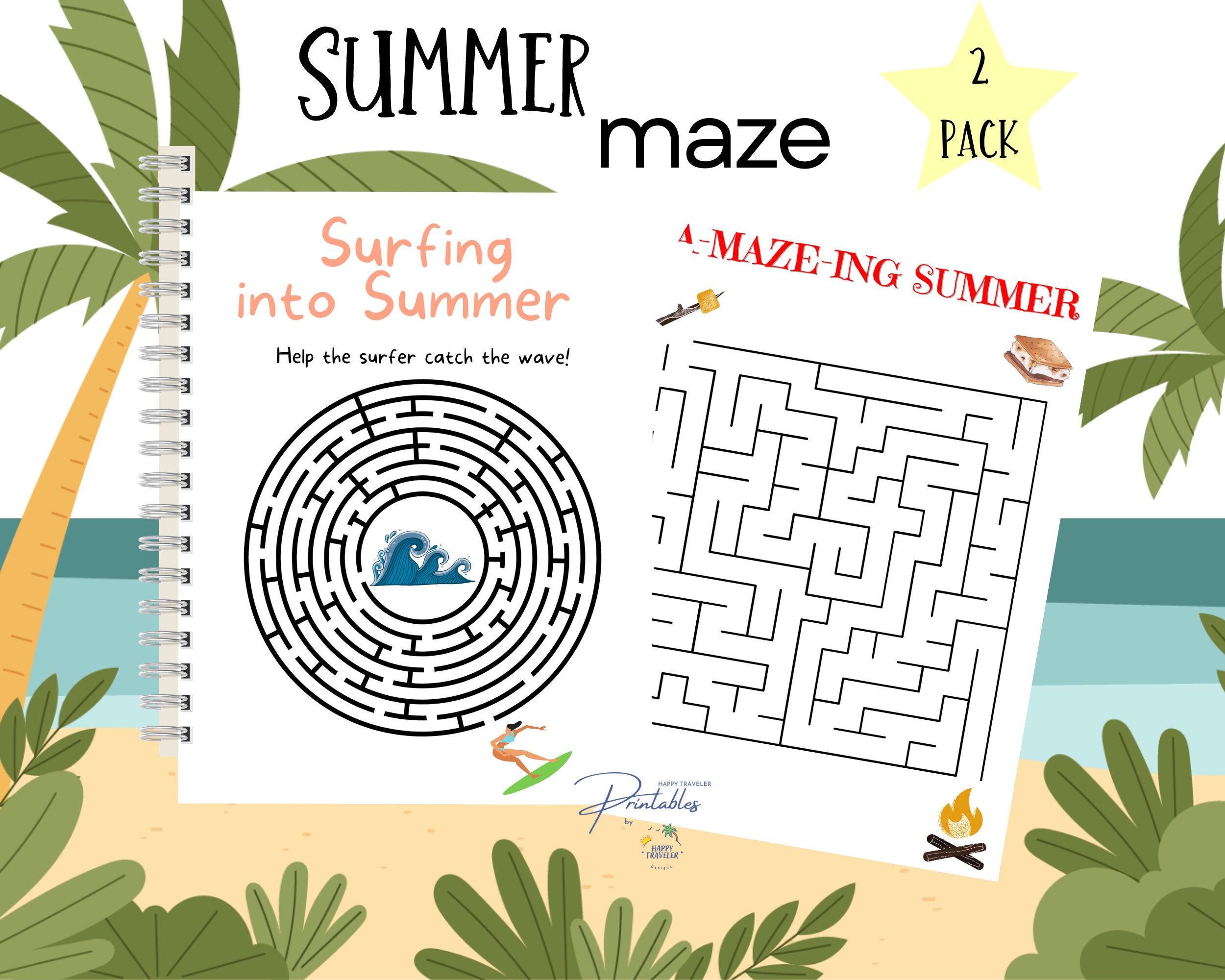 Summer Maze Printable Two Pack - Fun and Educational for Kids, Learning ...