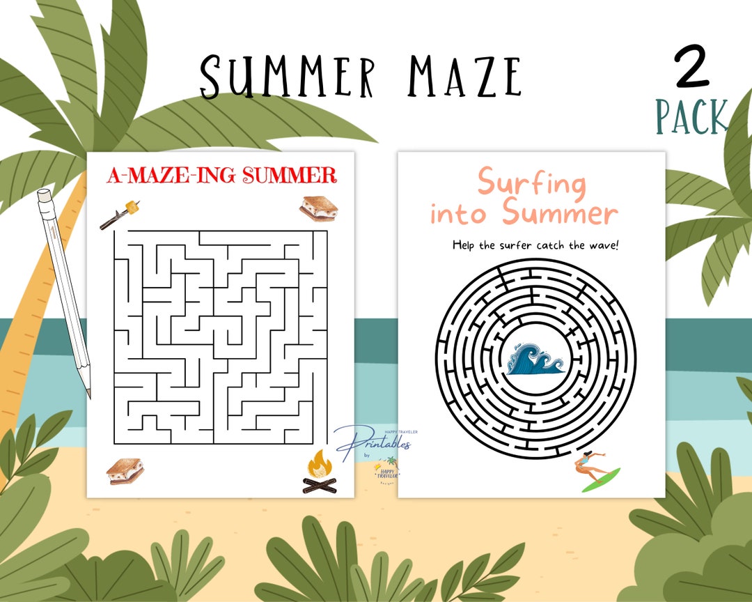Summer Maze Printable Two Pack - Fun and Educational for Kids, Learning ...
