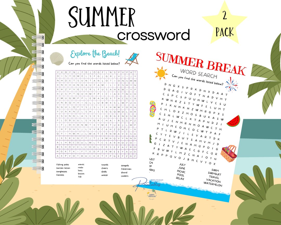 Kids Summer Activity Word Search Printable Two Pack Bundle, Homeschool ...