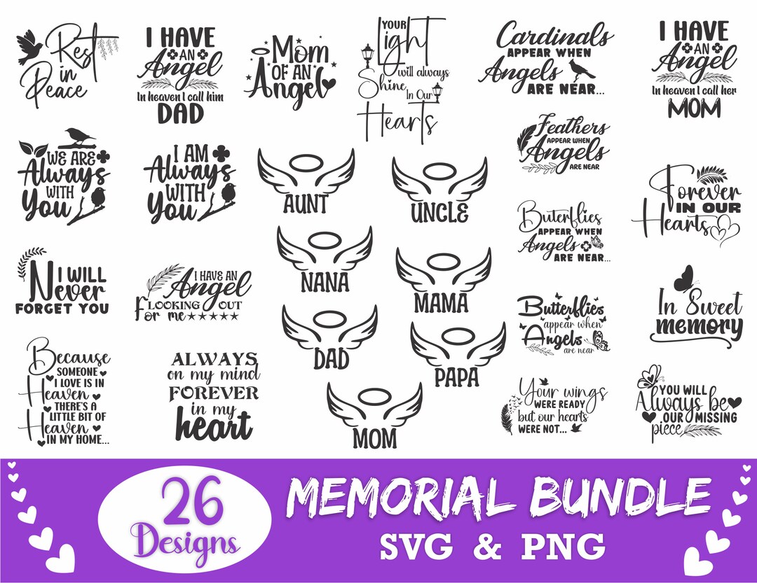 Memorial Svg Bundle Memorial Quotes Svg Rest in Peace Svg Cardinal Svg ...