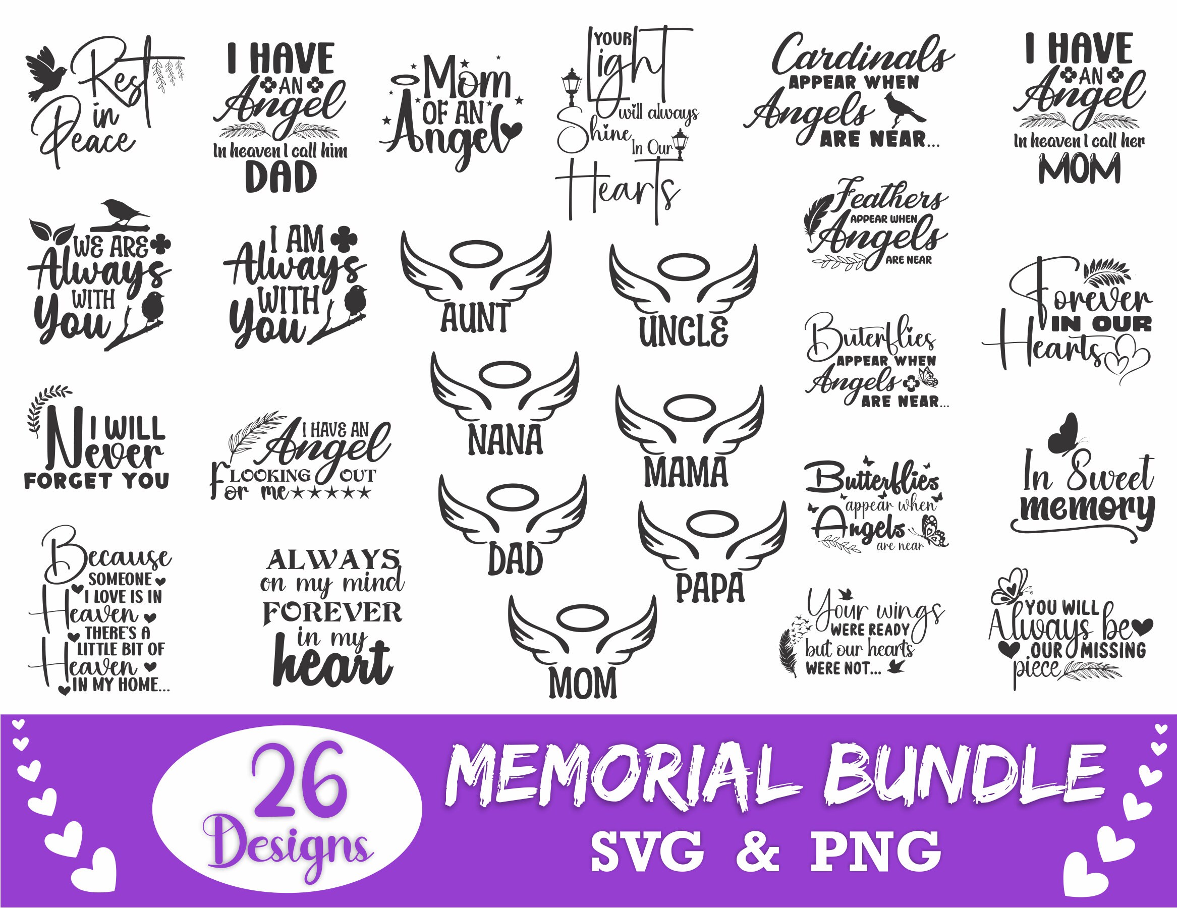 Memorial Svg Bundle Memorial Quotes Svg Rest in Peace Svg Cardinal Svg ...