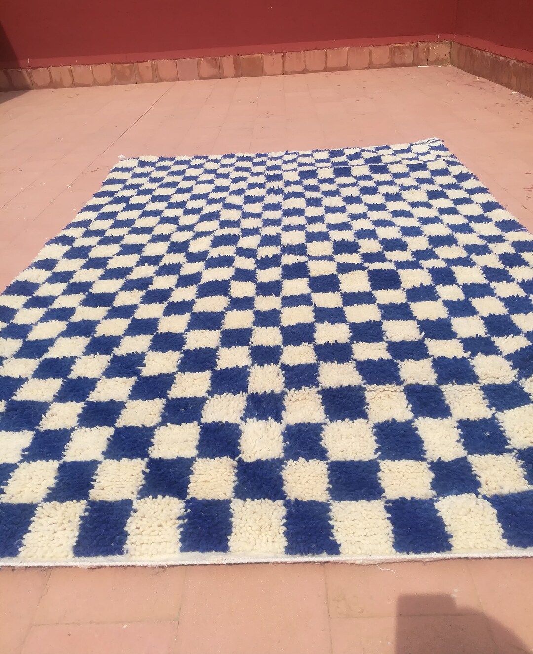 Checkered Blue Moroccan Rug Checkerboard Carpet, Checkered Rug Blue ...