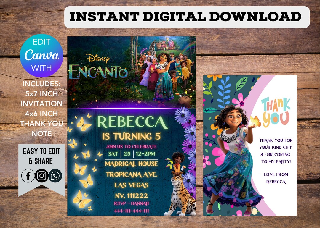 Encanto Mirabel Kids Birthday Printable Editable Customisable Digital ...