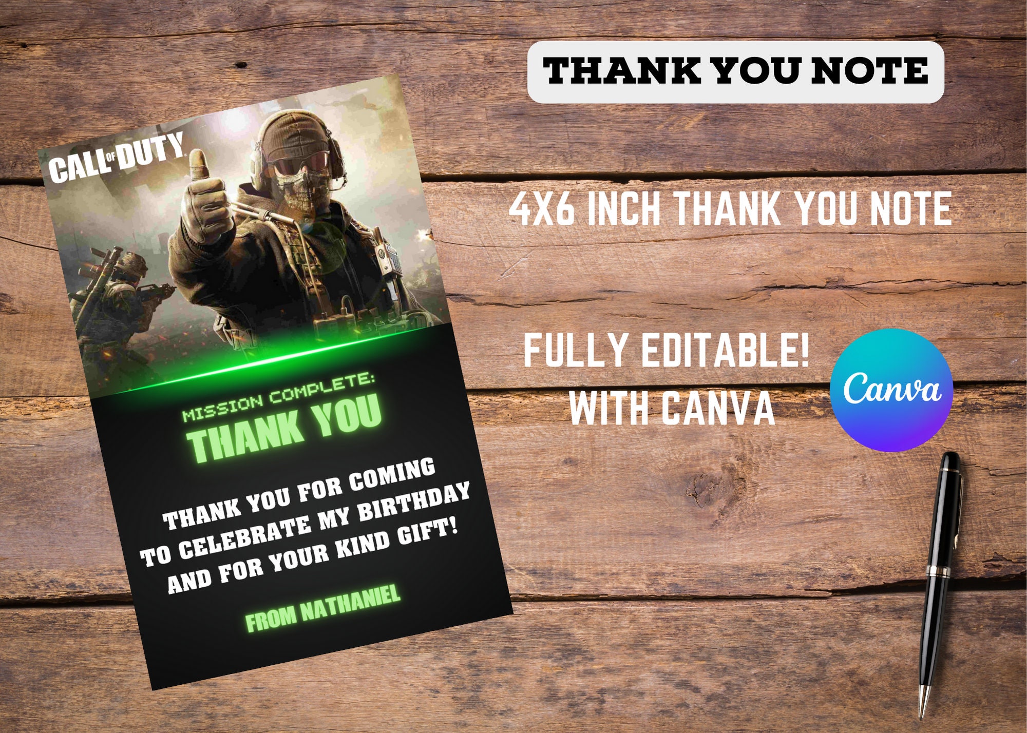 Call of Duty Kids Birthday Printable Editable Customisable Digital ...