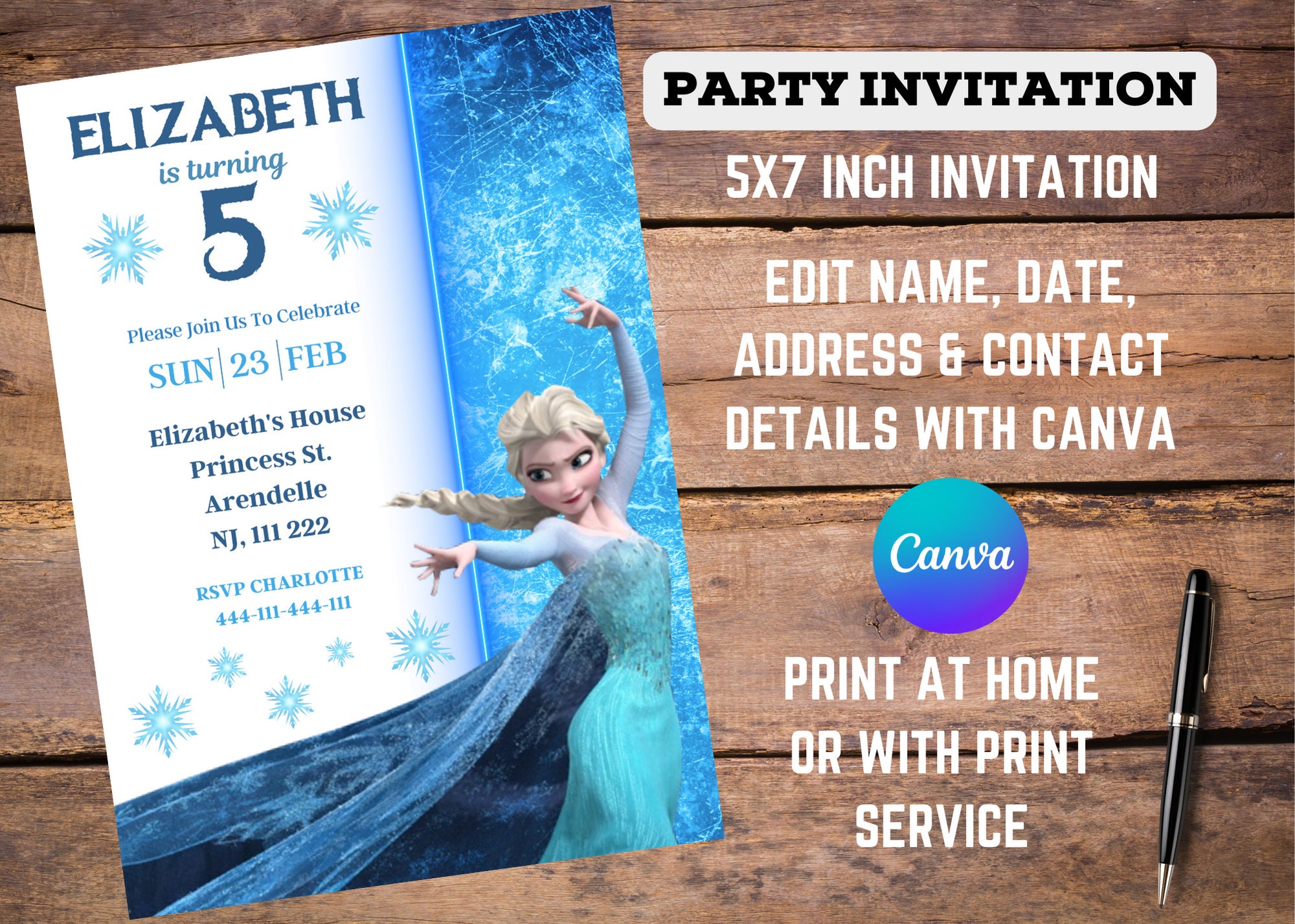 Frozen Elsa Kids Birthday Printable Editable Customisable Digital ...