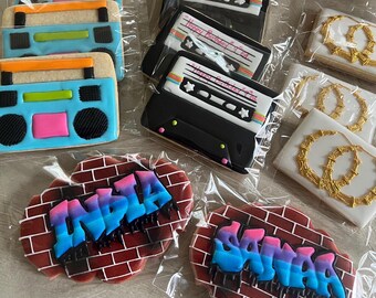 1990s HIP HOP Music Old School Themed Decorated Sugar Cookies 90s Party ...