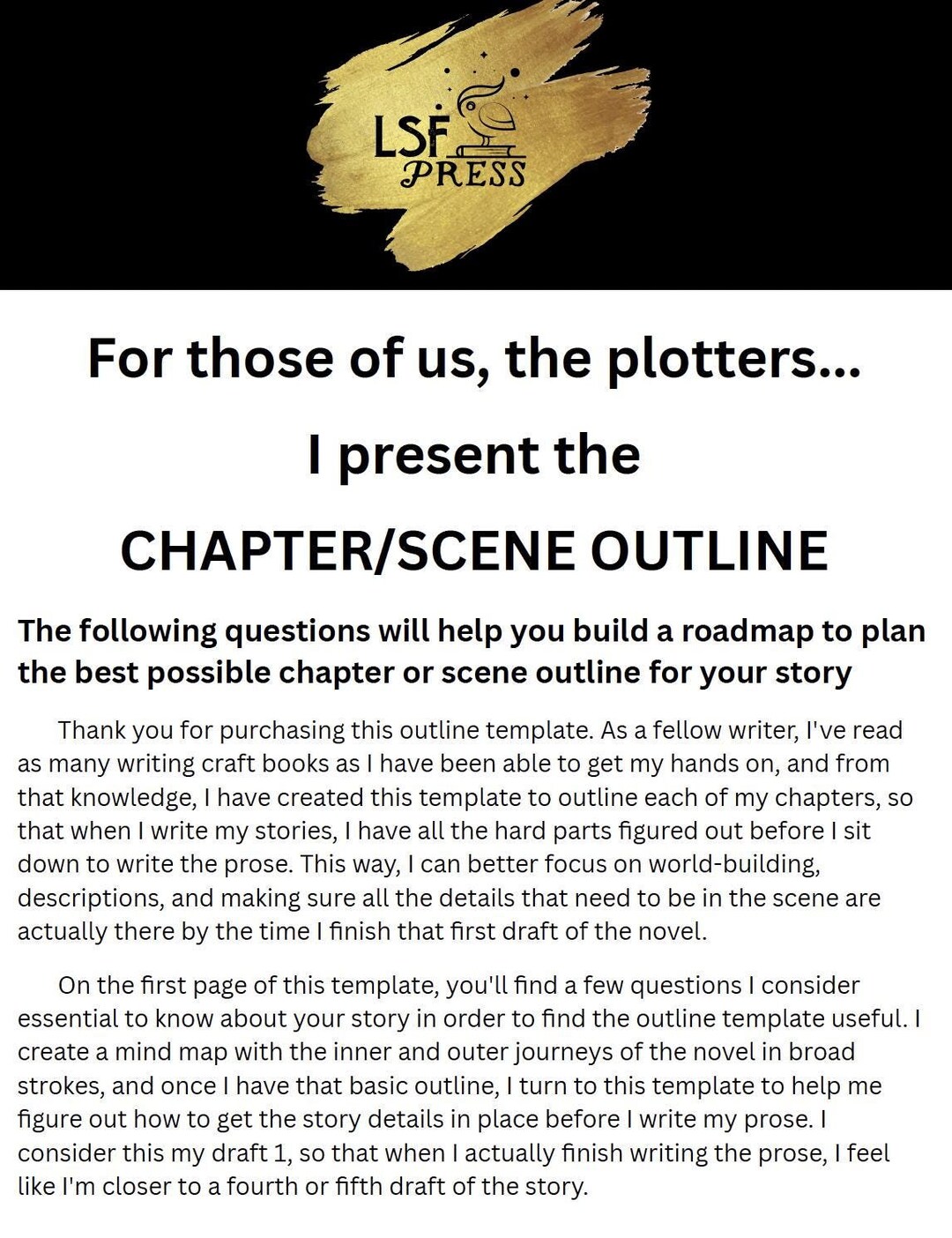 Chapter Scene Outline Template for Creative Writers - Etsy