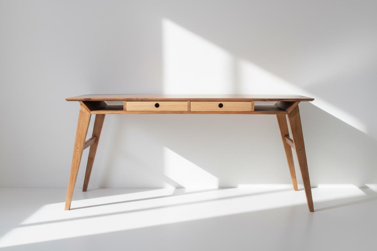 Handmade Solid Pine Desk With 2 Drawers | Nordic Style | 120–140 Cm ...
