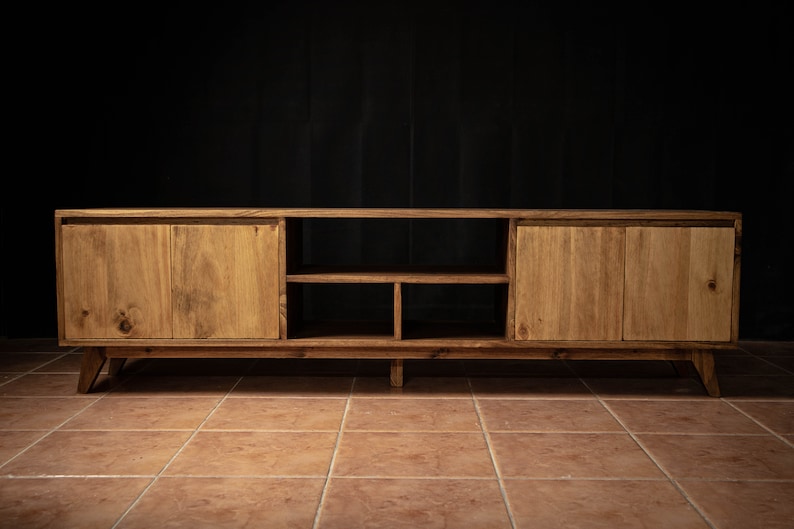 Handcrafted Solid Pine Wood TV Unit: Nordic Rustic Media Console - Etsy