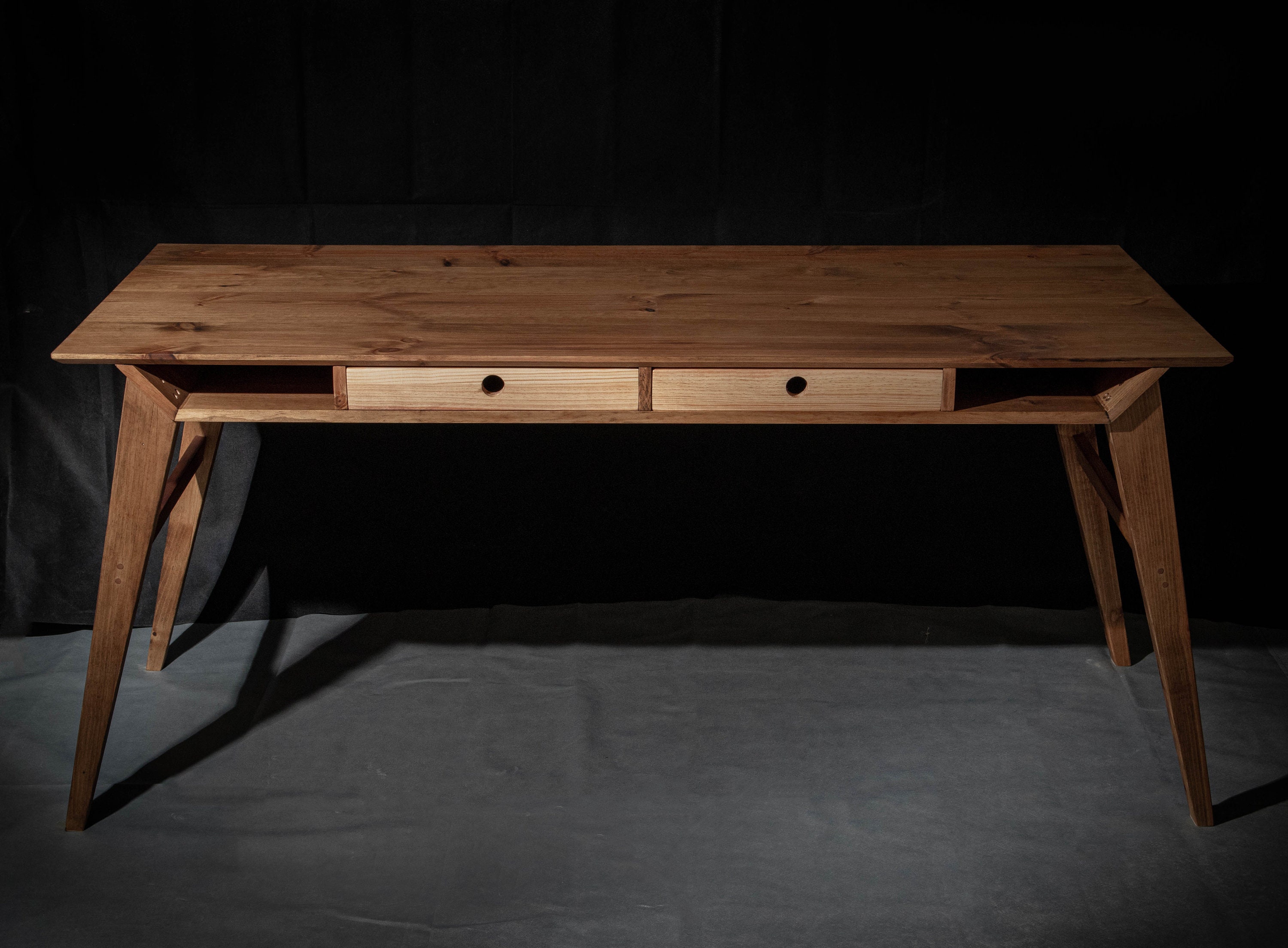 Handmade Solid Pine Desk With 2 Drawers | Nordic Style | 120–140 Cm ...