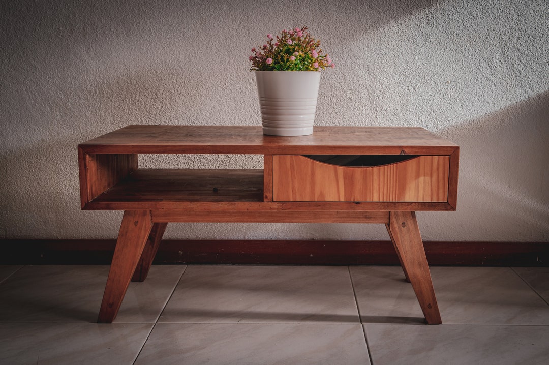 Nordic Rustic Pine Wood Center Table: a Captivating Blend of - Etsy