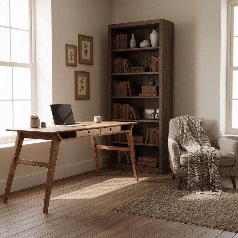 Handmade Solid Pine Desk With 2 Drawers | Nordic Style | 120–140 Cm ...