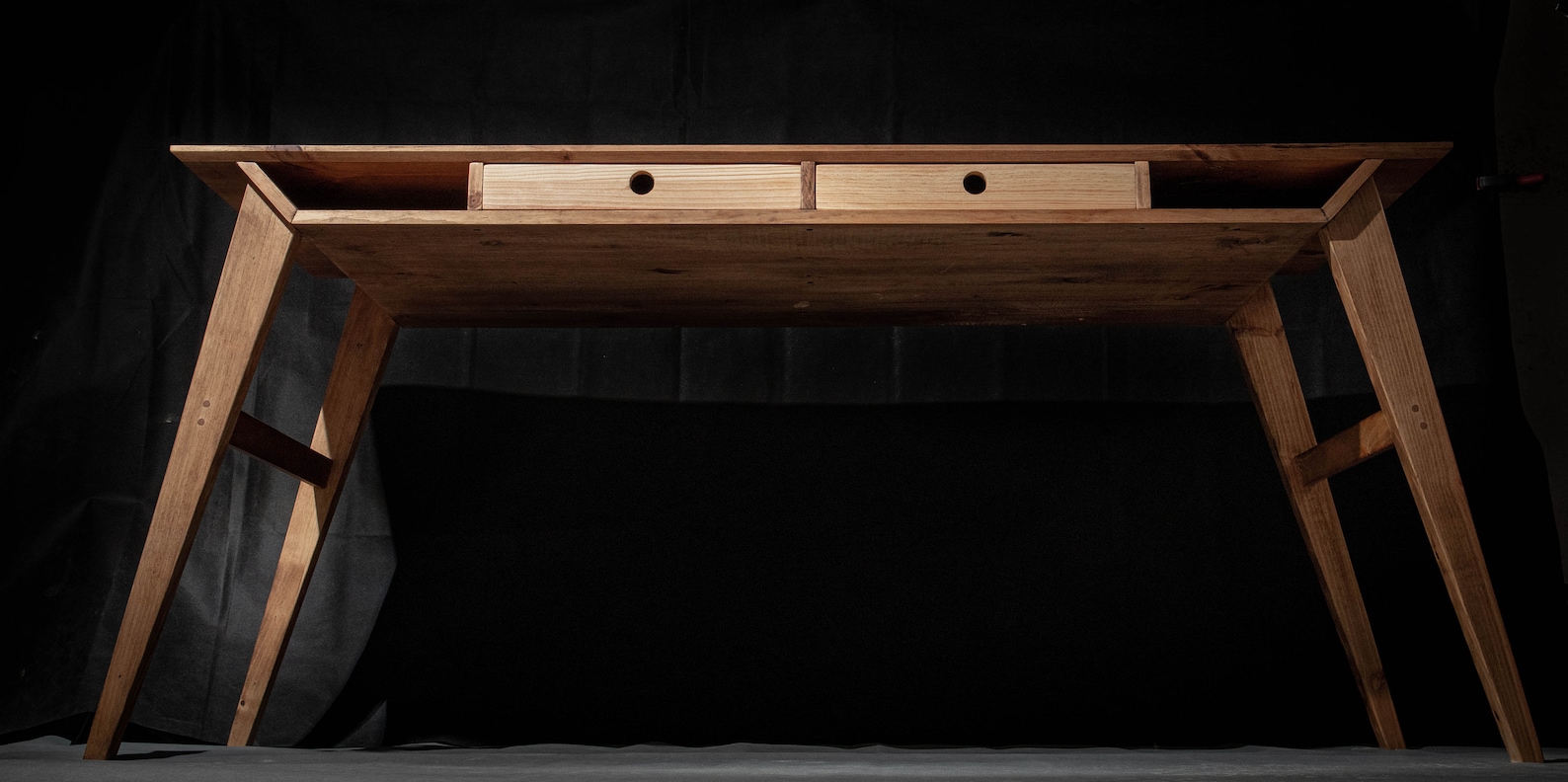 Handmade Solid Pine Desk With 2 Drawers | Nordic Style | 120–140 Cm ...