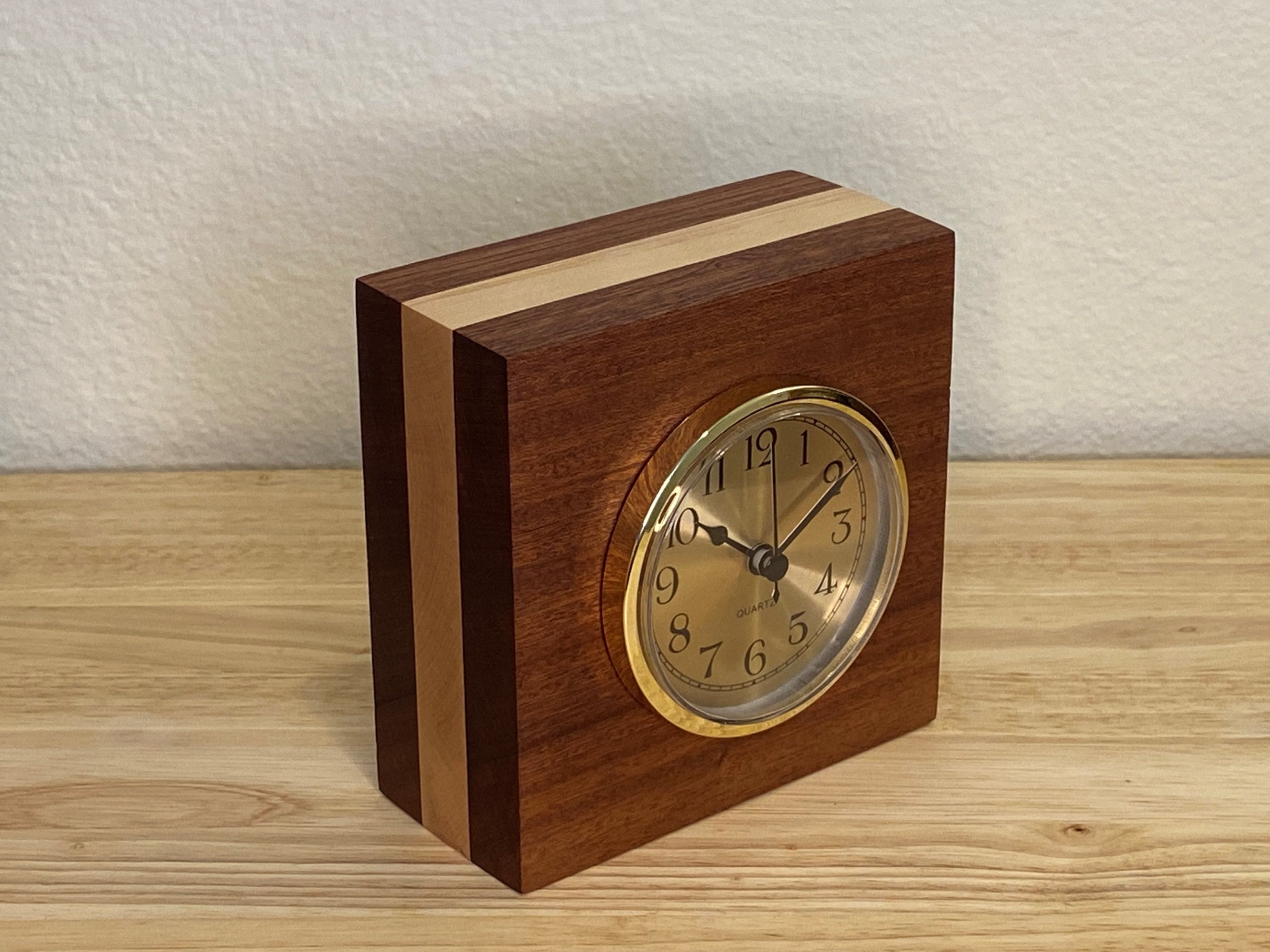 Wood Cube Clock Handcrafted Sapele & Maple Wood Cube Clock Unique ...