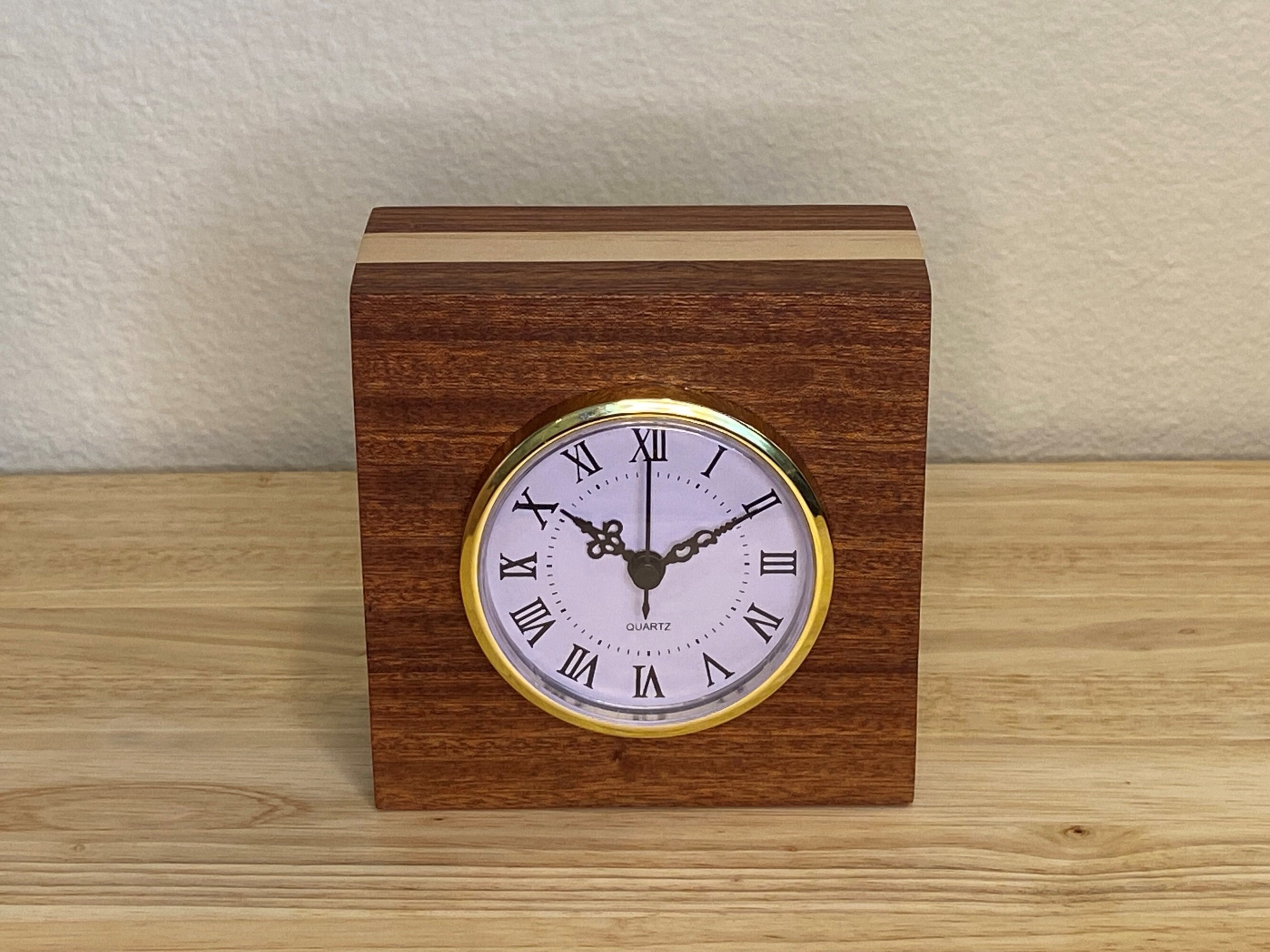 Wood Cube Clock Handcrafted Sapele & Maple Wood Cube Clock Unique ...