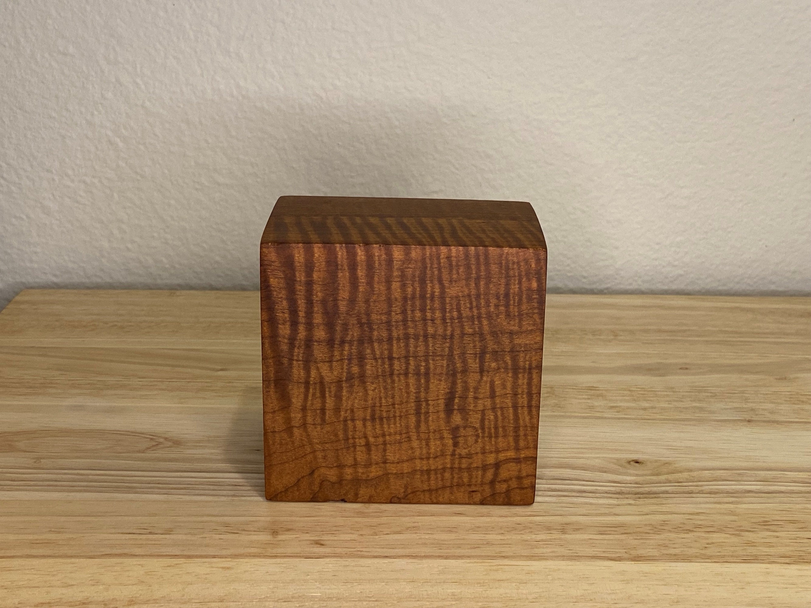Curly Wood Clock - Handcrafted Roasted Curly Maple Wood Cube Clock ...