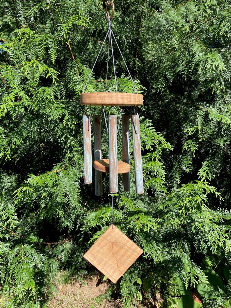 Handcrafted Rustic Aged Copper Wind Chimes - Premium Hardwood Wind ...