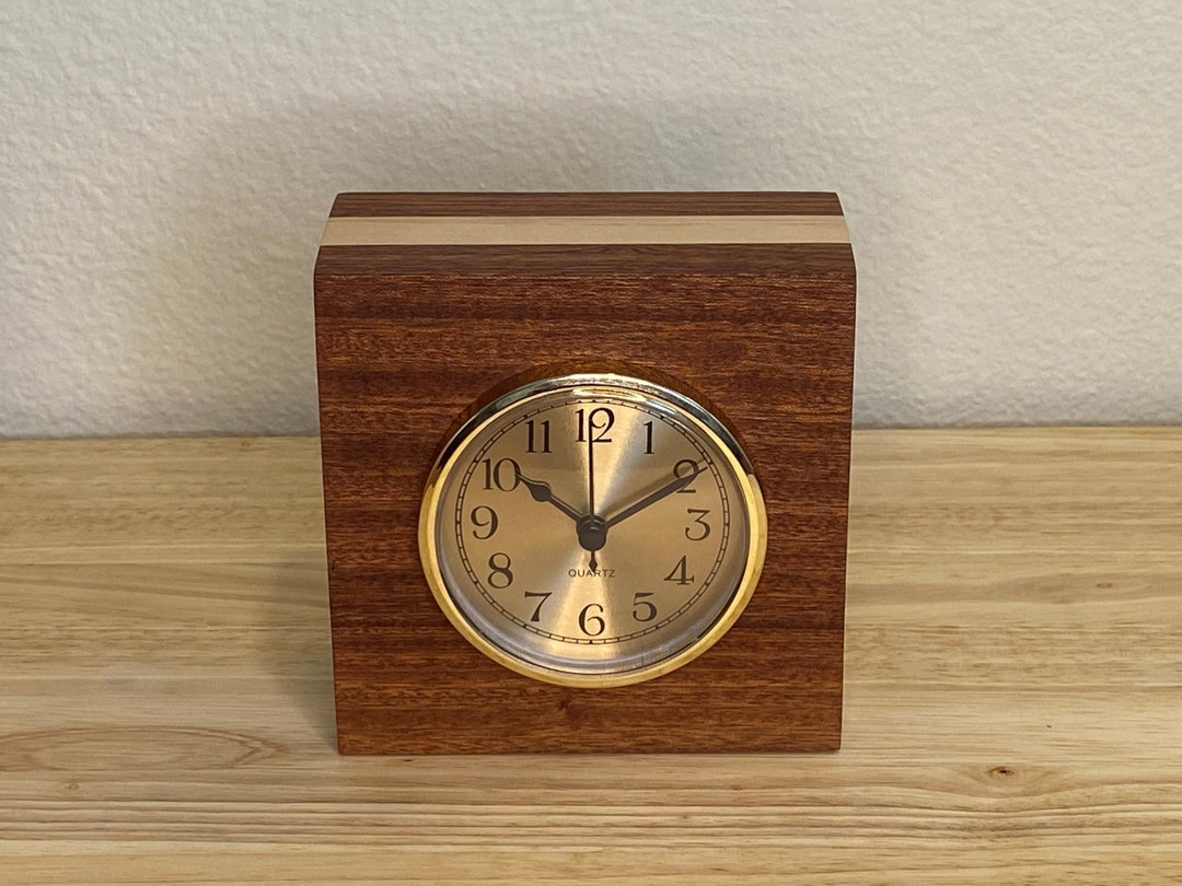 Wood Cube Clock - Handcrafted Sapele & Maple Wood Cube Clock - Unique ...